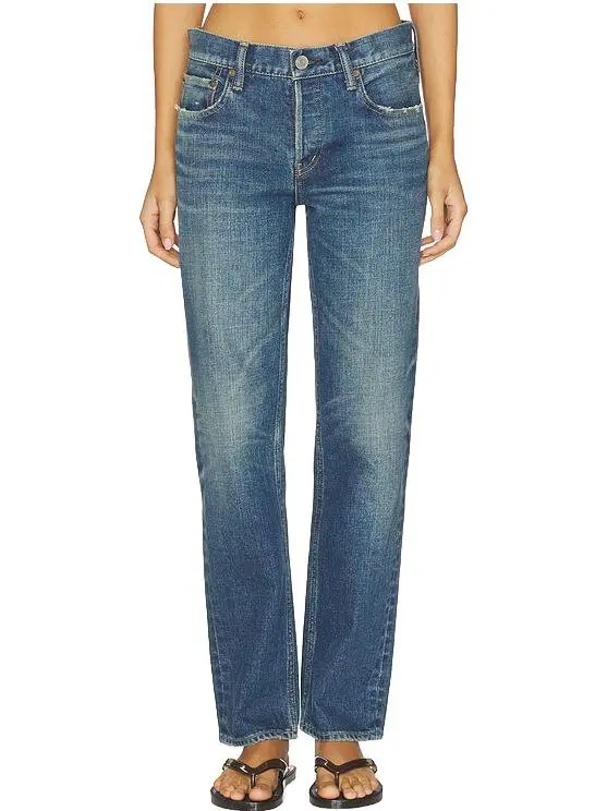 Moussy Vintage Hadley Straight Low Rise Jeans - Blue
