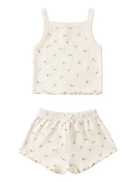 QUINCY MAE Pointelle Tank & Shortie Set - Petit Fleur