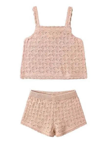 QUINCY MAE Pointelle Knit Tank & Short Set - Melon