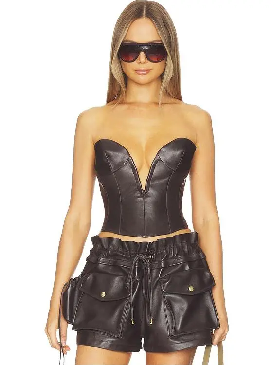 LAQUAN SMITH Sweetheart Neckline Bustier - Chocolate