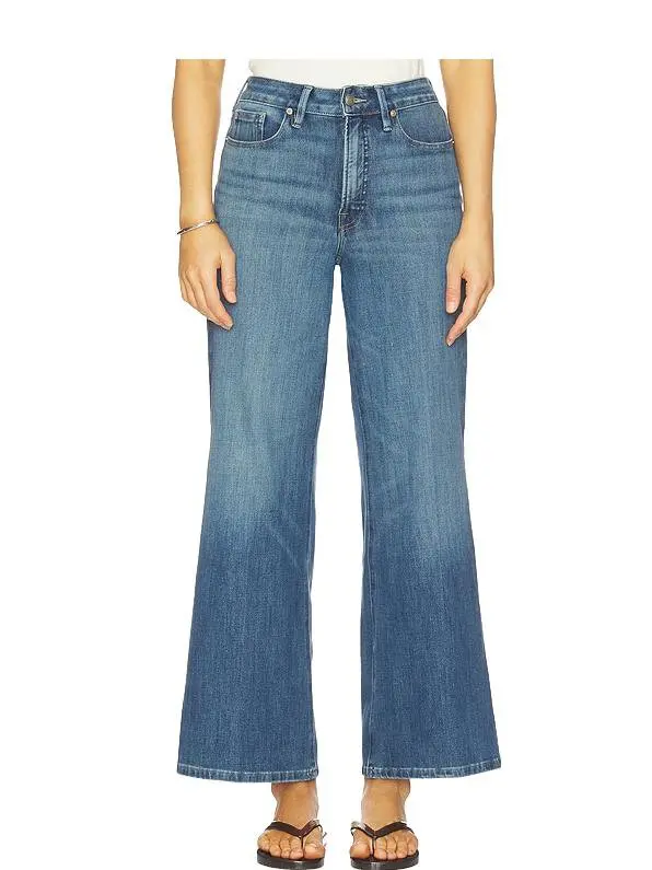Good American Soft Tech Good Waist Palazzo Ankle Jeans - Indigo1281