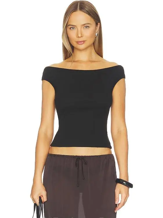 ST. AGNI Organic Cotton Off Shoulder Top - Jet Black