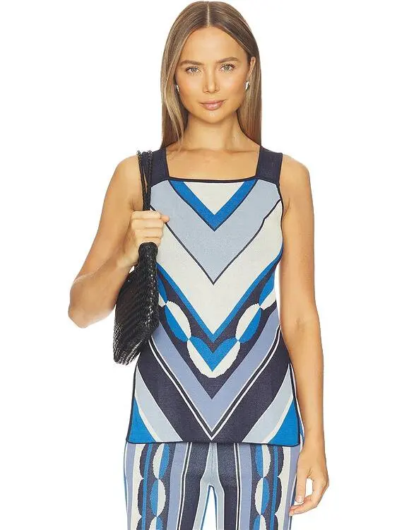Misa Diara Top - Blue Geo Stripe Knit