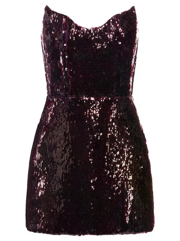 ARAFTU Sequin-embellished Strapless Mini Dress - Red