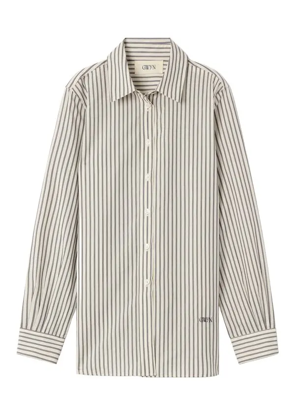 GWYN Perry Striped Shirt - Black,white Stripe