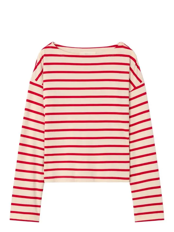 GWYN Marney Striped T-shirt - Red,ivory Stripe