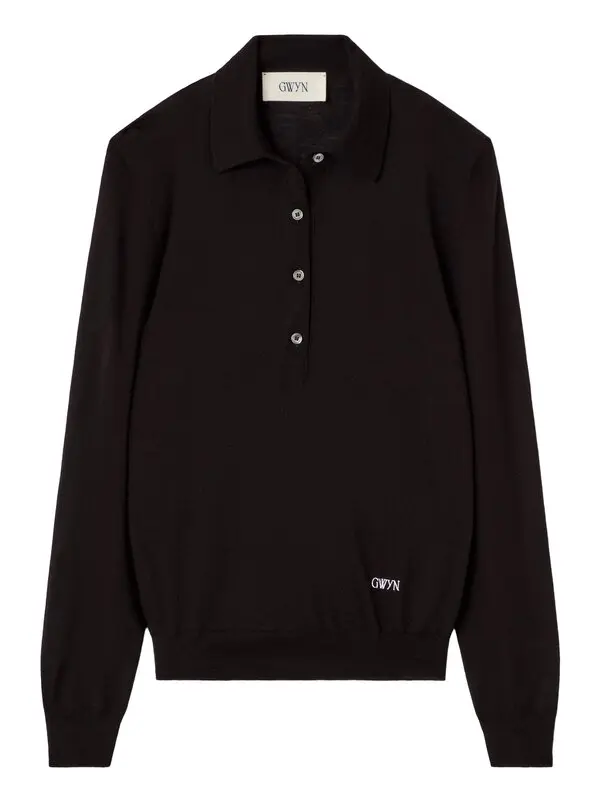 GWYN Cosima Polo Sweater - Black