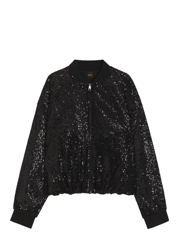 BOSS Sequin Embellished Relaxed-fit Jacket - Black