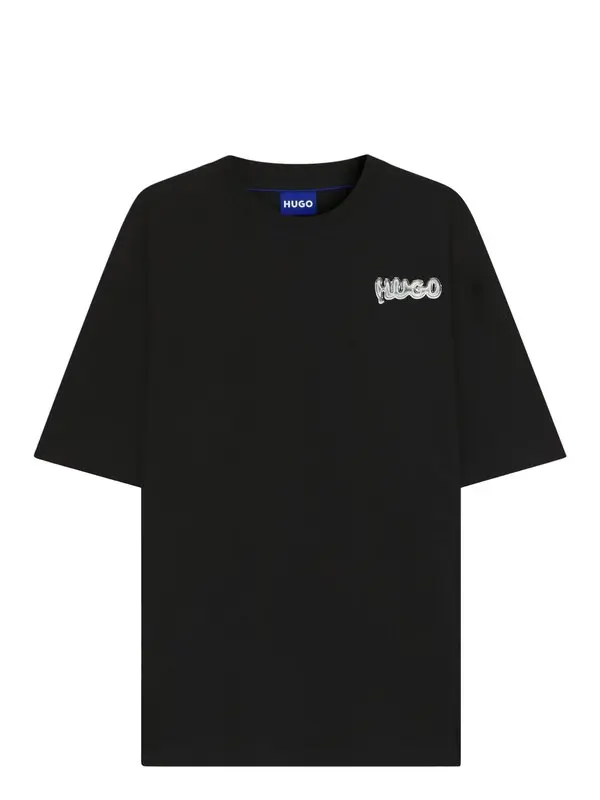 Hugo Logo-print T-shirt In Cotton Jersey - Black