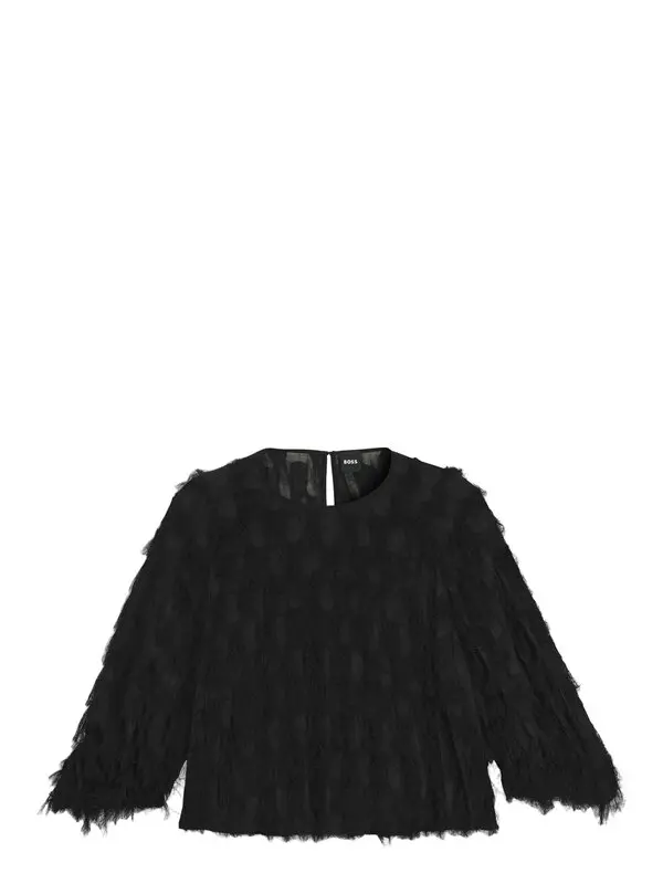 BOSS Relaxed-fit Feather Jacquard Blouse - Black
