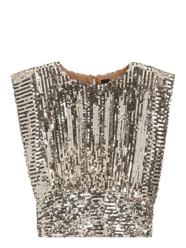 BOSS Sequin Top With Shoulder Pads - Dark Orange