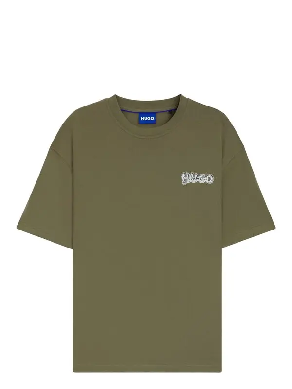 Hugo Logo-print T-shirt In Cotton Jersey - Light Green