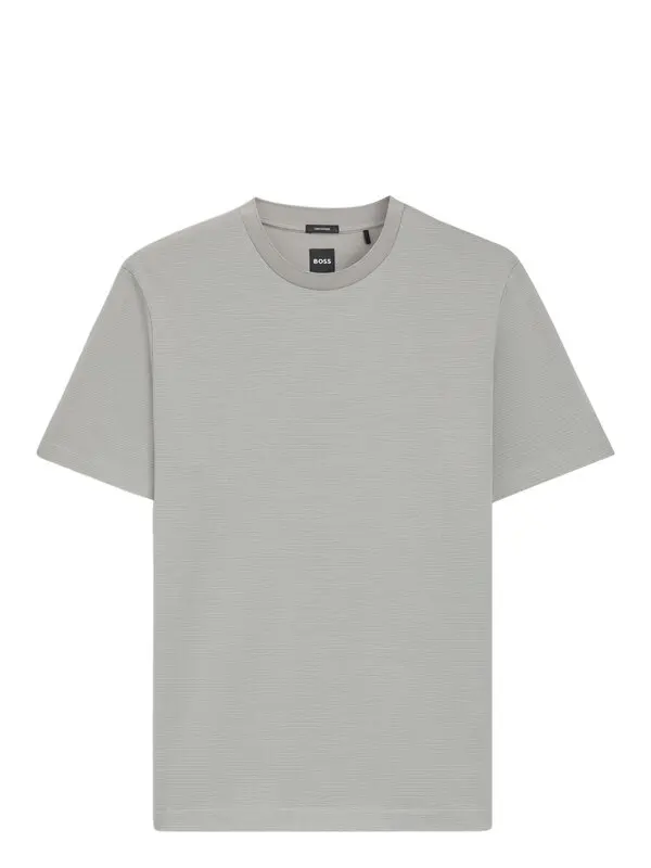 BOSS Micro-pattern T-shirt In Mercerised Cotton - Silver
