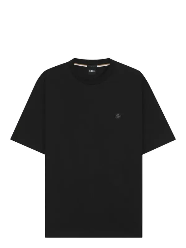 BOSS Mercerised-cotton T-shirt With Double B Monogram - Black