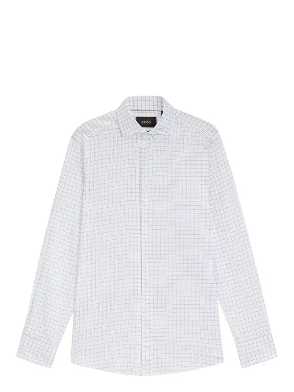 BOSS Checked Regular-fit Shirt In Italian-made Cotton - Light Blue