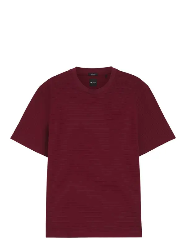 BOSS Micro-pattern T-shirt In Mercerised Cotton - Dark Red