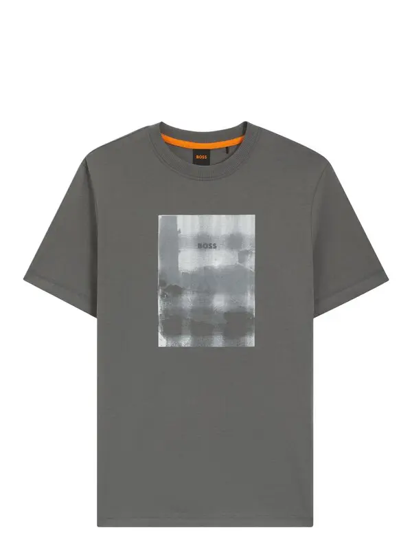 BOSS Printed-artwork T-shirt In Cotton Jersey - Light Grey
