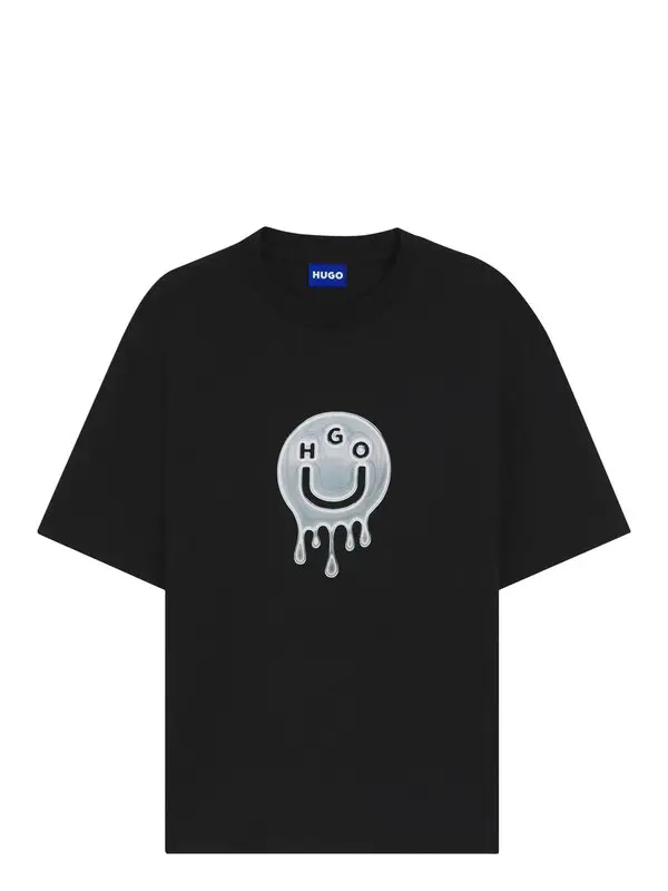 Hugo Logo-artwork T-shirt In Cotton Jersey - Black