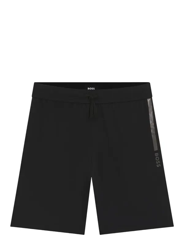 BOSS Cotton-terry Lounge Shorts With Logo And Stripe - Black