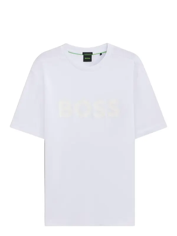 BOSS Structured-logo T-shirt In Cotton Jersey - White