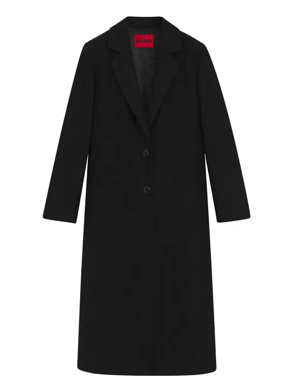 Hugo Wool-blend Relaxed-fit Coat - Black