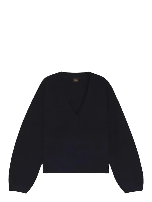 BOSS Relaxed Fit V-neck Sweater - Dark Blue