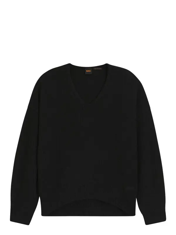 BOSS V-neck Relaxed Fit Sweater - Black