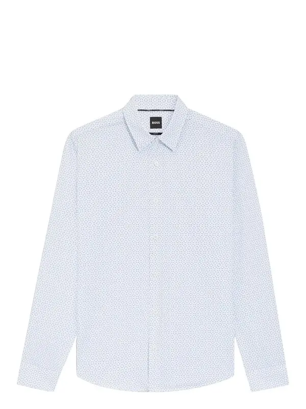 BOSS Printed Slim-fit Shirt In Italian Performance-stretch Jersey - Light Blue