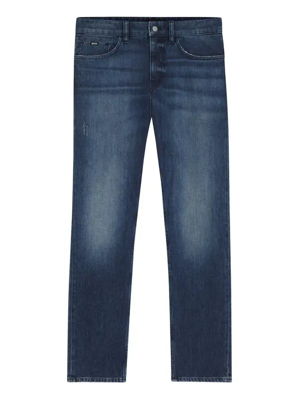 BOSS Slim-fit Jeans In Mechanical-stretch Denim - Dark Blue