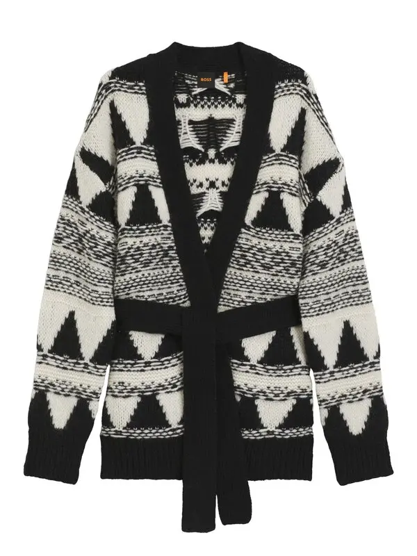 BOSS Relaxed Fit Cardigan With Jacquard Knit - Patterned