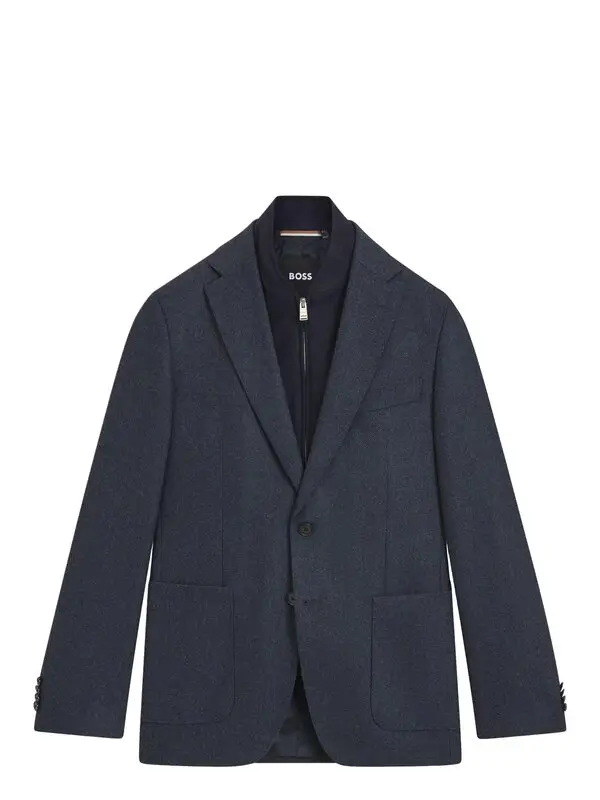 BOSS Slim-fit Jacket With Integrated Bib - Dark Blue