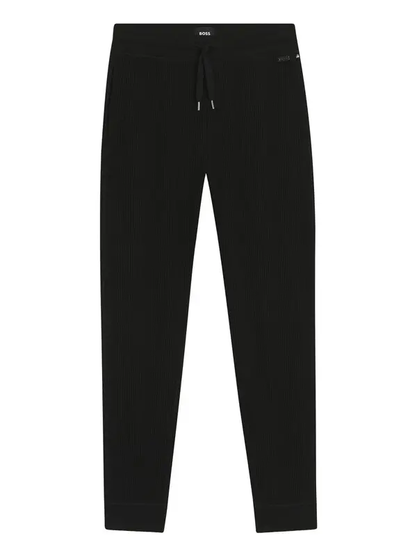 BOSS Cotton-blend Sweatpants With Waffle Structure - Black