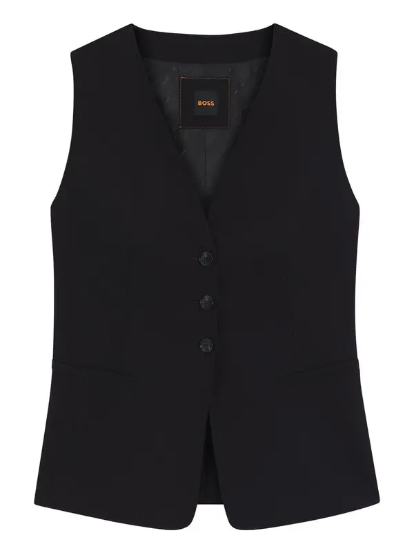 BOSS Oversized-fit Waistcoat In Stretch Crepe - Black