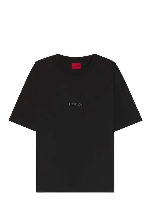 Hugo Embroidered-logo T-shirt In Cotton Jersey - Black