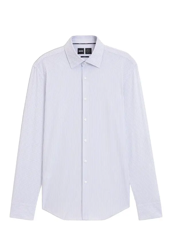 BOSS Striped Slim-fit Shirt In Performance-stretch Fabric - Light Blue