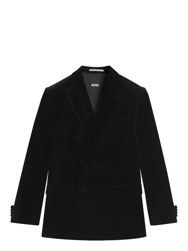 BOSS Slim-fit Jacket In Cotton Velvet - Black