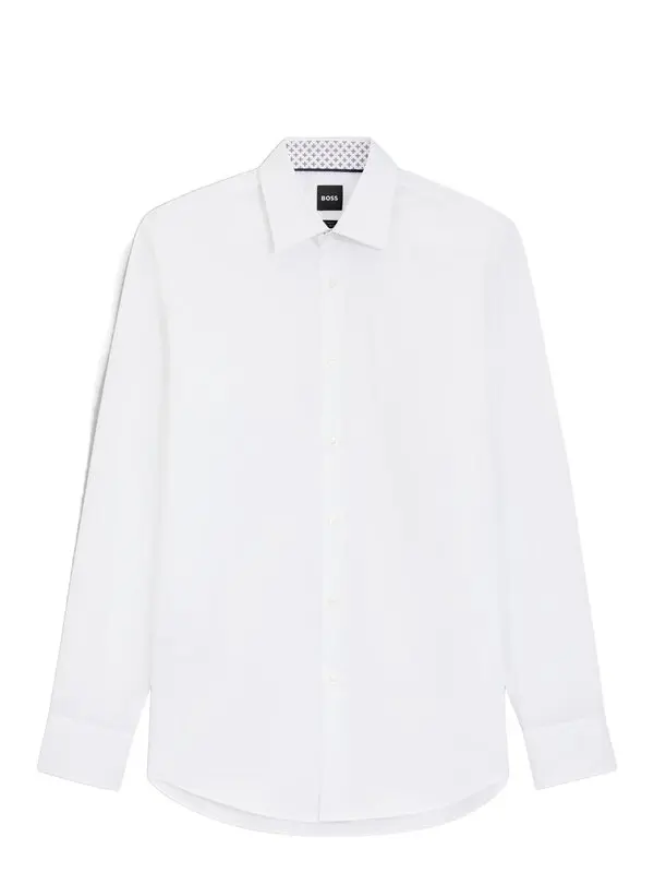 BOSS Easy-iron Slim-fit Shirt In Cotton Poplin - White