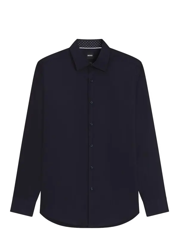 BOSS Easy-iron Slim-fit Shirt In Cotton Poplin - Dark Blue
