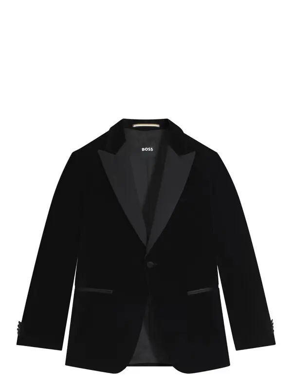 BOSS Slim-fit Tuxedo Jacket In Cotton Velvet - Black