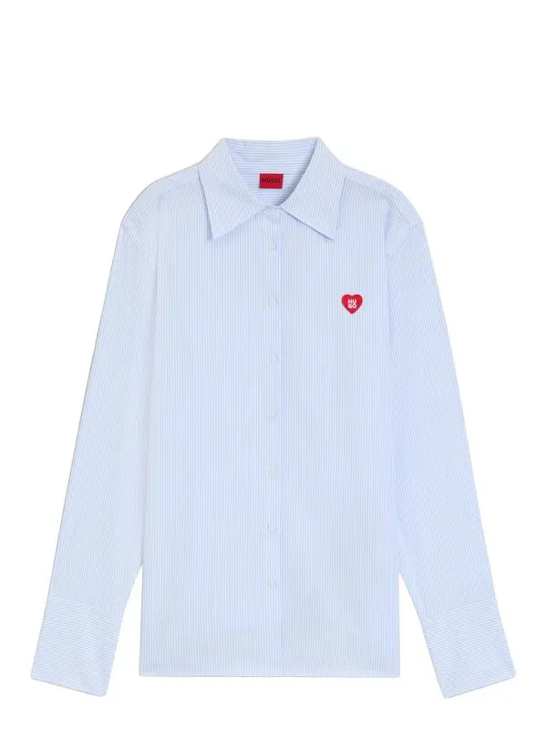 Hugo Striped Relaxed-fit Oxford Cotton Blouse - Patterned