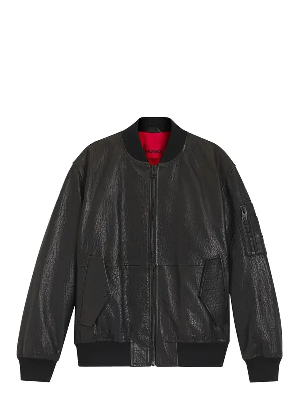 Hugo Patterned-leather Regular Fit Jacket - Black