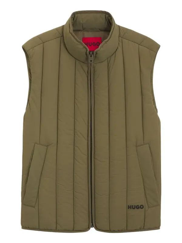 Hugo Lightweight Gilet With Vertical Quilting - Light Green