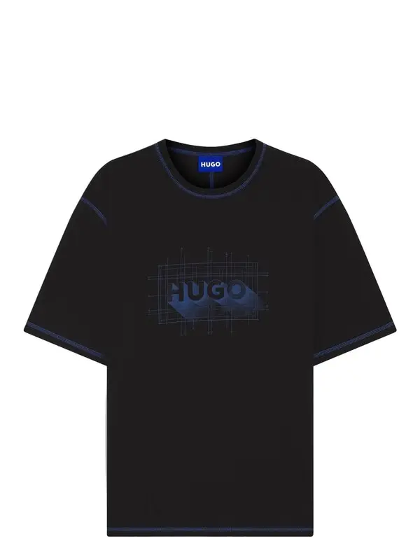 Hugo Logo-artwork T-shirt In Cotton Jersey - Black