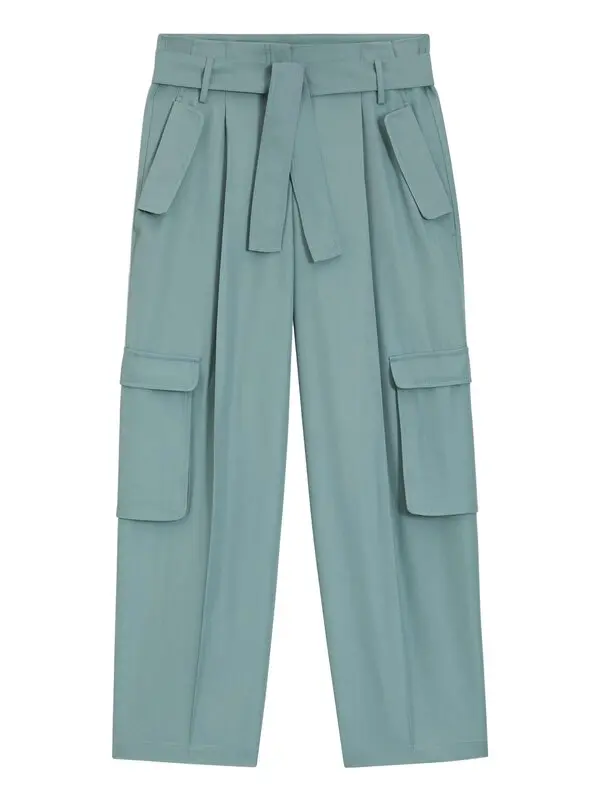 BOSS Relaxed-fit Twill Trousers - Blue