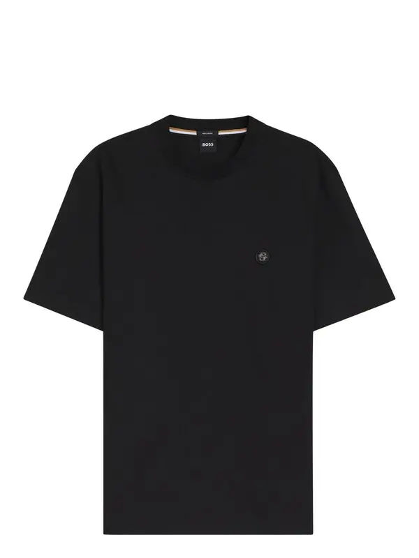 BOSS Mercerized-cotton T-shirt With Double B Monogram - Black