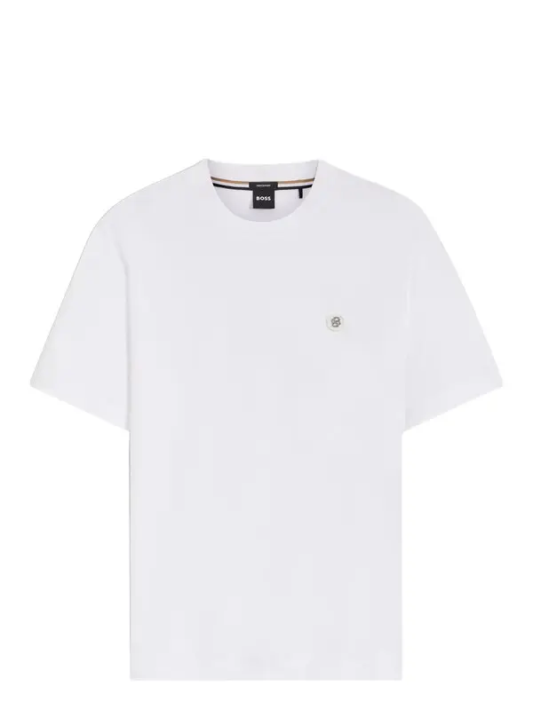 BOSS Mercerized-cotton T-shirt With Double B Monogram - White