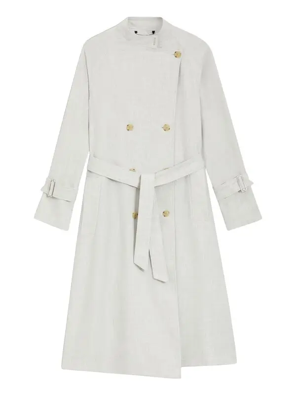BOSS Belted Double-breasted Coat - Silver