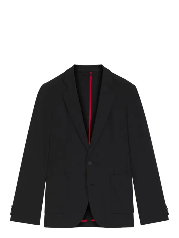 Hugo Melange Slim-fit Jacket In A Cotton Blend - Black