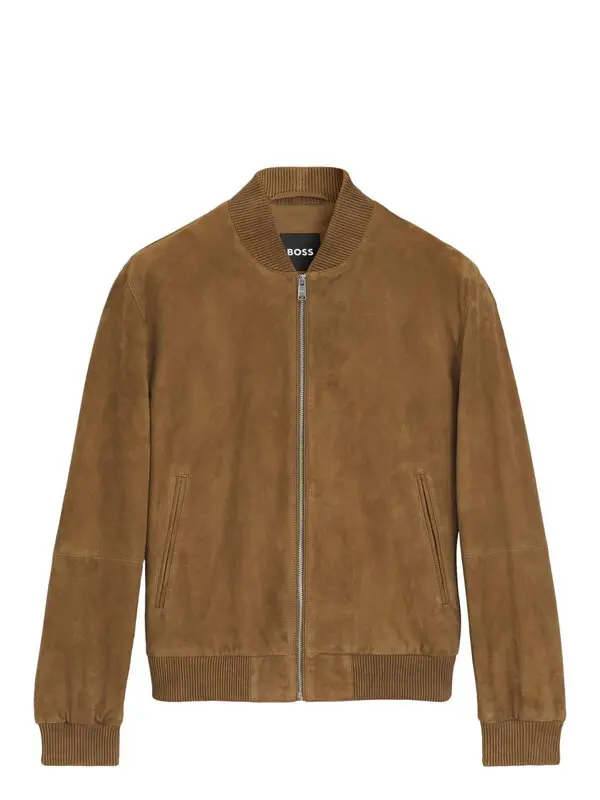 BOSS Regular-fit Suede Jacket - Khaki