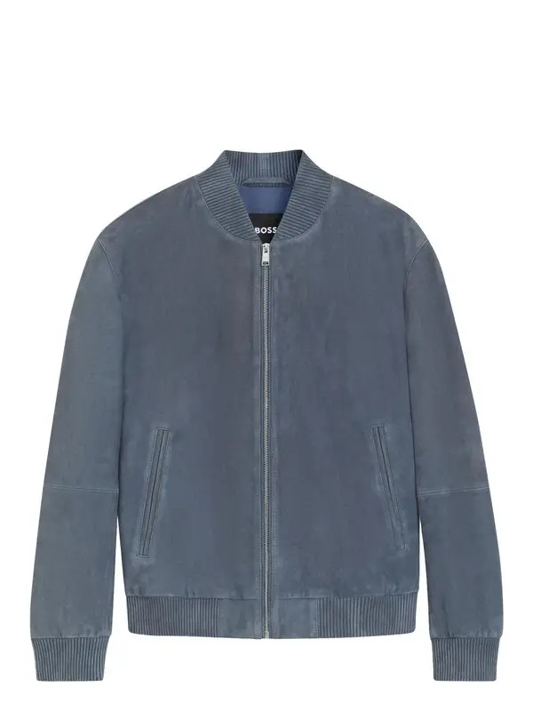 BOSS Regular-fit Suede Jacket - Light Blue